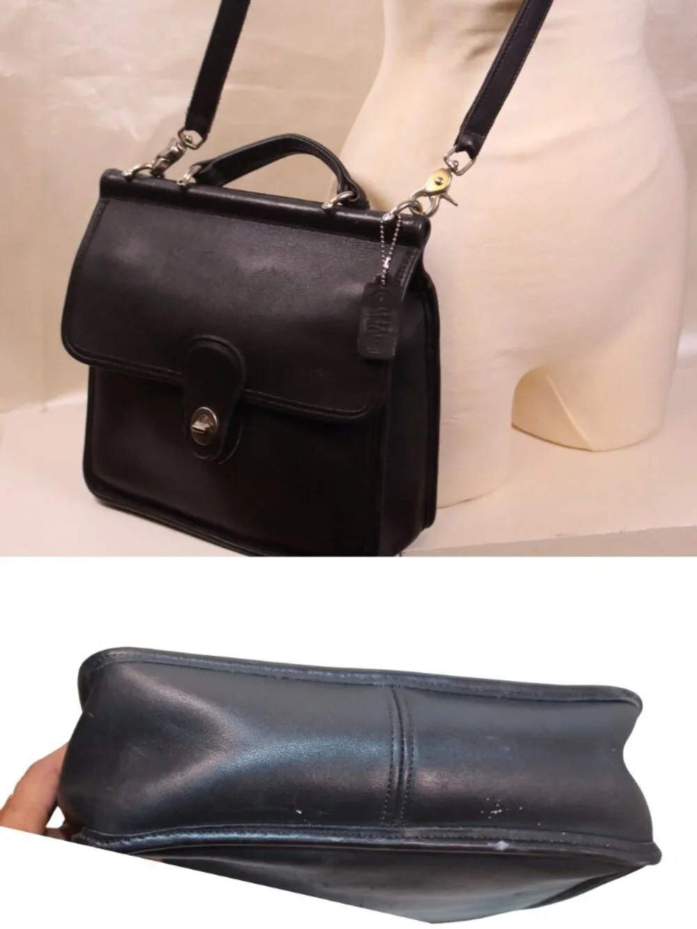 Coach | Bags | Vintage Coach Black Leather Willis Top Handle Crossbody ...